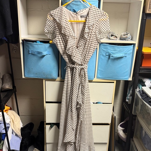 Danny & Nicole | Dresses | Danny Nicole Cream And Black Polka Dot Maxi ...